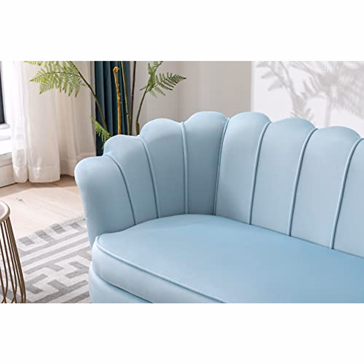 Loveseat Sofa, Modern Velvet Couch Accent Upholstered Settee, 2 Seater Small Loveseat for Small Spaces, Office, Bedroom, Living Room (Light Blue)