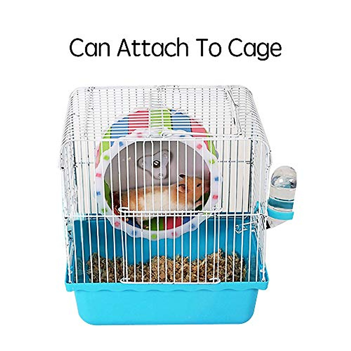 Quiet Hamster Exercise Wheel Silent Spinner, Made of Wood, Stand Included, Sunflower Design (7.5", Blue)