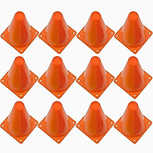 YOELVN 7inch Orange Racing Traffic Cones Party Decoration with Racing Checkered Flags,11inch Safety Sport Training Plastic Cones with Racing Flags,Race Car Birthday Party Supplies,Racing Themed Party