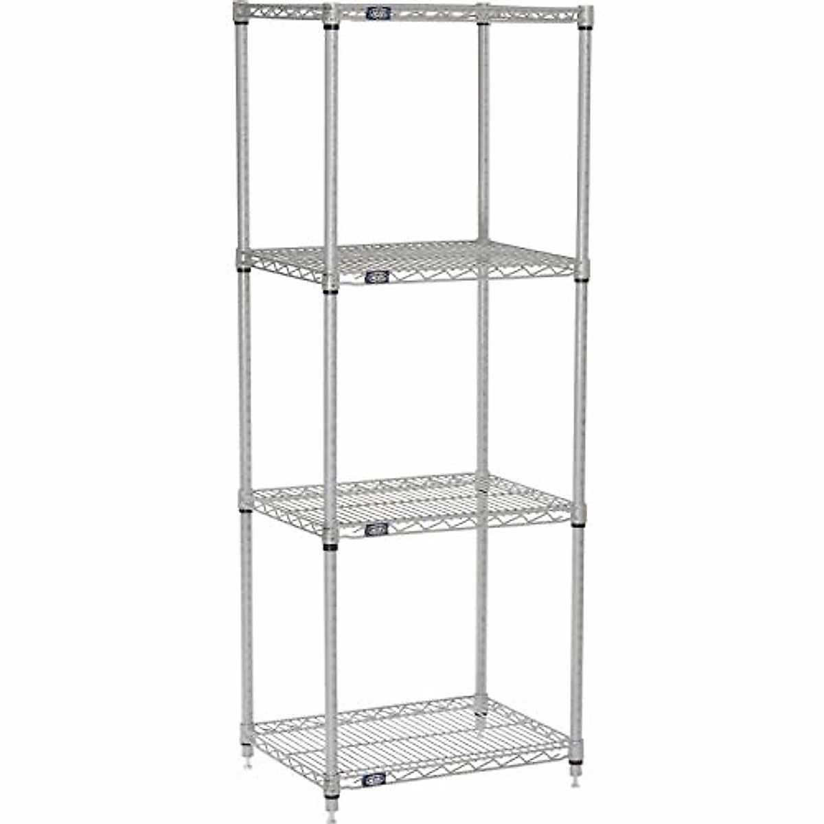 Nexel 5 Tier Silver Epoxy Wire Shelving Starter Unit, 24" W x 24" D x 74" H
