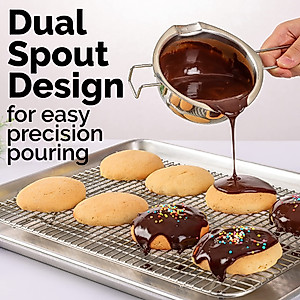 Zulay Double Boiler Chocolate Melting Pot - 18/8 Stainless Steel Heat Resistant Double Boiler Pot for Candle Making, Chocolate, Candy, Butter, Soap, Wax - 440ML Large Double Boiler Candy Melting Pot