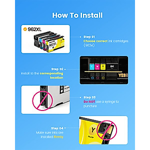 PACITEK 962XL Ink Cartridge Compatible with HP 962 Work for HP Officejet 9020 HP OfficeJet Pro 9010 9015 9012 9018 9020 9025 9027 9028 Printer, 4 Pack