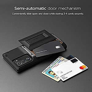 VRS DESIGN Damda Glide Hybrid Phone Case for Galaxy Note 20 Ultra, with [4 Cards] [Semi Auto] Premium Sturdy Card Wallet and Kickstand for Samsung Galaxy Note 20 Ultra 5G, 6.9 inch(2020) Black