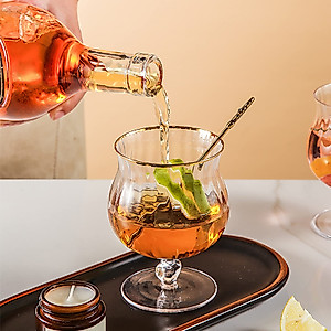 MSUIINT 2 Pcs Footed Ice Cream Cups, 7 Oz Small Cute Clear Glass Dessert Bowls/cups for Dessert, Sundae, Ice Cream, Fruit, Salad, Snack, Cocktail, Condiment, Trifle and Holiday Party, Clear Gold