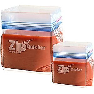 Zip Quicker Ziplock Bag Holder/Food Storage Bag Stand/Baggy Rack Holder/Hands-Free to Pour Leftovers/Filling Zip Lock Freezer Bag Stand/Bag Prep/Comes with both Gallon & Quart Sizes
