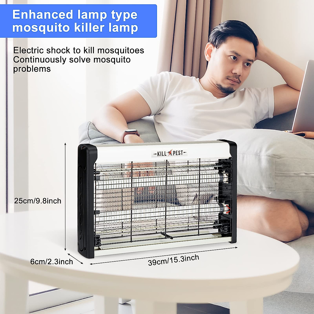 Electric Bug Zapper Indoor Insect Killer with Replacements Bulbs 20W Blue Light Powerful 2800V Attract Fly and Mosquito Traps with Circuit No Load Protection Outdoor Plug in Pest Control (4 Pcs)