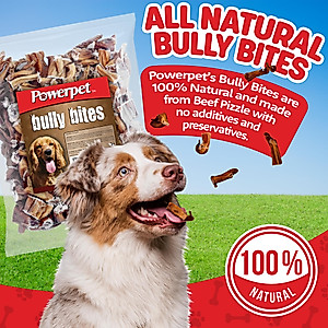 Powerpet Treats Bully Stick Bites - Delicious Dog Treats - All Natural, Long-Lasting Chews, High Protein, Grain-Free, Rawhide-Free - Odorless - Promotes Dental Health, Ideal for All Chewers - 1lb Pack