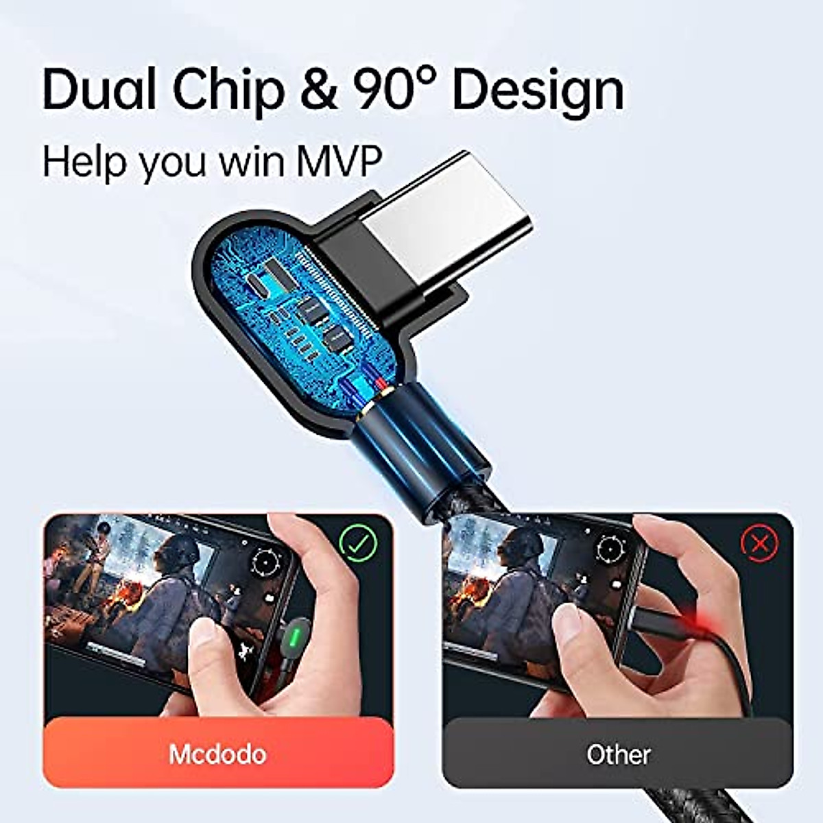 Type C USB 90 Degree Right Angle Elbow Design Game LED Strong Nylon Braided Sync Charge USB Data 6FT Cable Compatible Samsung Galaxy S20 S10 S9 S8 Plus Note 10 Google Pixel and More (3 Pack,6FT)