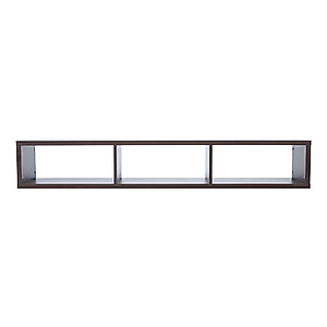 DHHU 60" Shallow, Modern Wall Mounted Floating TV Stand with 3 Open Compartments, Wooden Entertainment Center Media Console Storage Shelf, Holds up to 120 lbs, Walnut