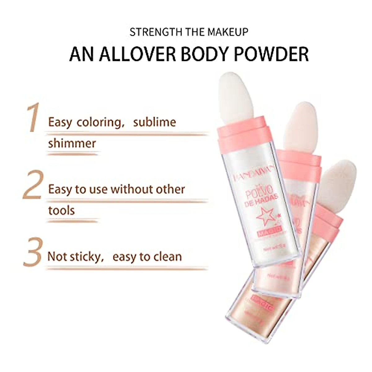 3 Color Polvo De Hadas Fairy Highlight Patting Powder Highlighter Body Brightens the Natural Three-dimensional Face Powder Blusher (Trio)