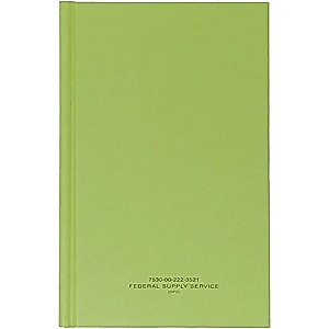 Green Military Log Book, Record Book, Memorandum Book, 5-1/2 X 8 Green LogBook NSN 7530-00-222-3521