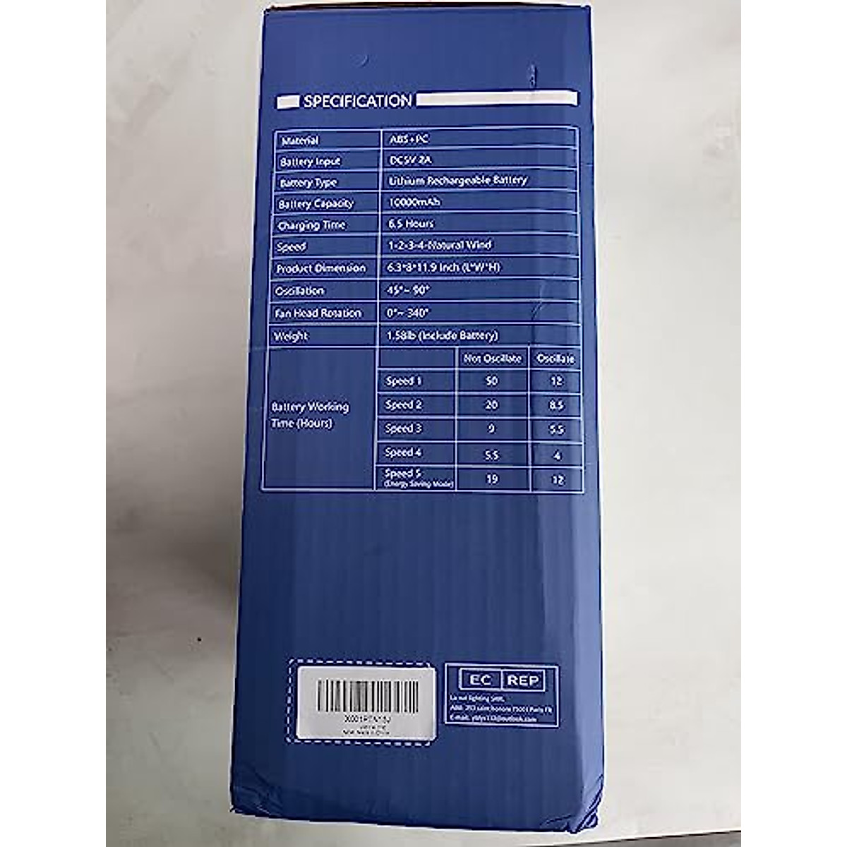 ATEngeus 4 in1 USB Fan, 8” Clip Fan, 10000mAh Rechargeable Table Fan, 5 Speeds Battery Operated Fan, 45°/90° Automatic Rotation, 3 Time Setting, with Clip & Hook for Homes, Offices, Bedroom