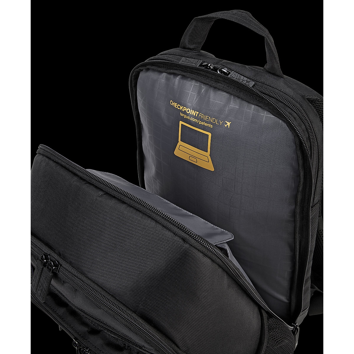 Targus Revolution Travel and Checkpoint-Friendly Laptop Backpack with Protective Sleeve for 14-Inch Laptop and Felted Phone Pocket, Black (TEB012US)