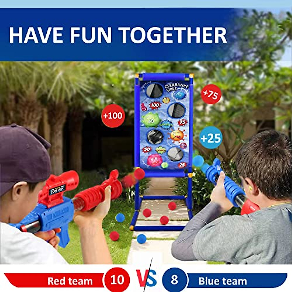 Kids Outdoor Toys for 5+ Year Old Boys: Shooting Game Toy With Target Set for Age 5 6 7 8-12 Boy Girls Gifts - 2 Pack Cool Party Games Easter Basket Stuffers for Kids Outside Toys Family Fun Ideas