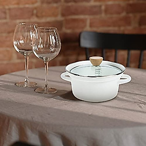 HANABASS 8 Quart Stock Pot Enamel Stockpot with stockpots oven pot cooking pots Glass Lid Enamel- Enamel Pot