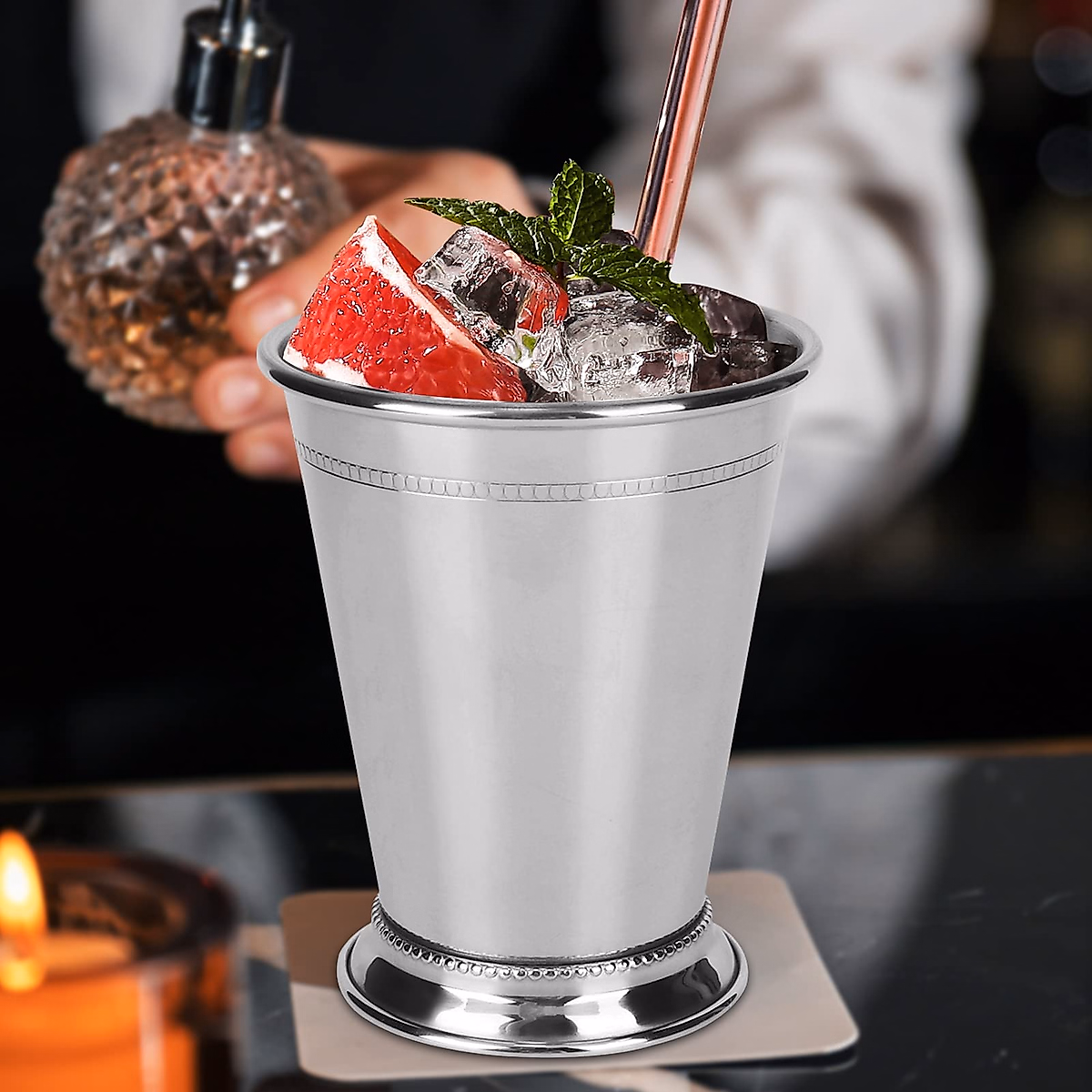 Agatige 13.5 Ounce Stainless Steel Mint Julep Cups for Mixed Drinks Party Beer