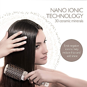 Baasha Hair Brush, Large 3 Inch Round Brush with Boar Bristle, Vented Ceramic Barrel, for Long Hair, Curly Hair, Salon Quality, 1 Count