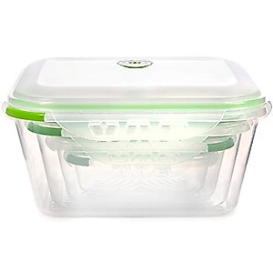 Ozeri INSTAVAC Green Earth Food Storage Container Set, BPA-Free 8-Piece Nesting Set with Vacuum Seal and Locking Lids