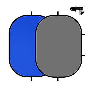 Selens 5x6.6ft Blue Grey Backdrop for Photography, 2-in-1 Pop Up Collapsible Photo Background with Clip and Carry Case for YouTube Videos Studio Props