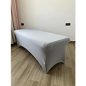 KULLAMEE Silver Grey Lash Bed Cover fitted for 6FT Lash Table or Massage Bed Lash Extension Bed Spandex Bed Cover (Silver Grey 1PC)