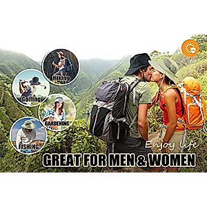 Koreshion Mens Womens Sun Hat Wide Brim Breathable Mesh UPF 50+ Bucket Hat Waterproof Fishing Hat Quick-Drying Safari Hat Foldable Boonie Cap Outdoor Sun Protection Cap Khaki
