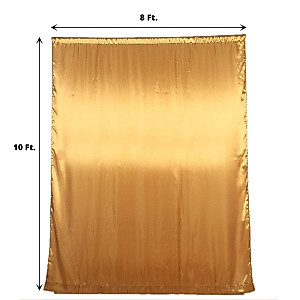 Efavormart 8ftx10ft Gold Satin Curtain Panel Backdrop Drapes, Photo Booth Backdrop with Rod Pocket