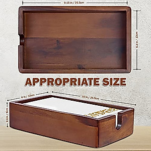 Acacia Guest Towel Napkin Holder 10x6", Paper Hand Towels Tray Holds Paper & Cloth Linen Napkin on Table, Kitchen Counter, Bathroom - Durable, Natural, Dark Stained Organizer for Party, Wedding, Event