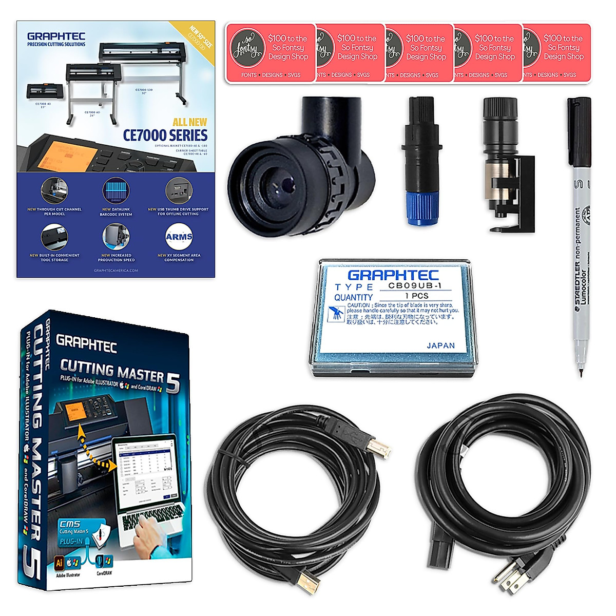 Graphtec CE7000-60 Plus - 24" Vinyl Cutter with Deluxe Software Package and 2 Year Warranty