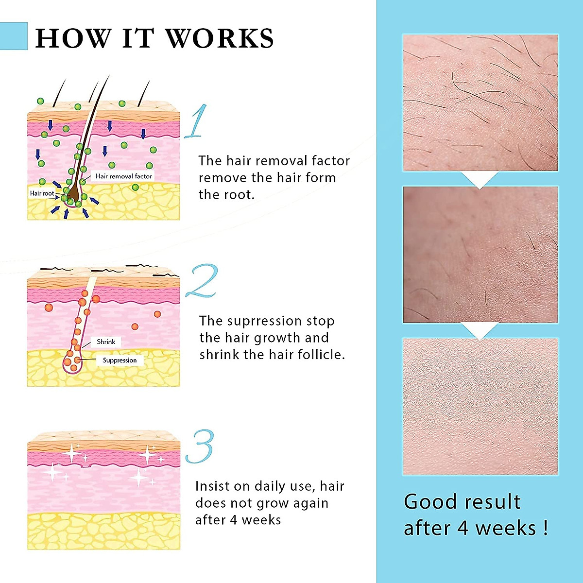 RANTHERM Hair Removal Spray, Hair Inhibitor, Hair Stop Growth Spray For Arm Underarm Legs Face Back Leg Chest Bikini, Natural Ingredient, Non-Irritating Hair Removal Spray for Women and Men