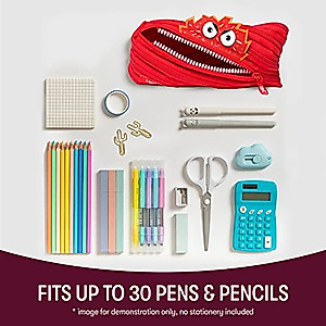 ZIPIT Monster Pencil Case for Kids | Pencil Pouch for School, College and Office | Pencil Bag for Boys & Girls (Red)