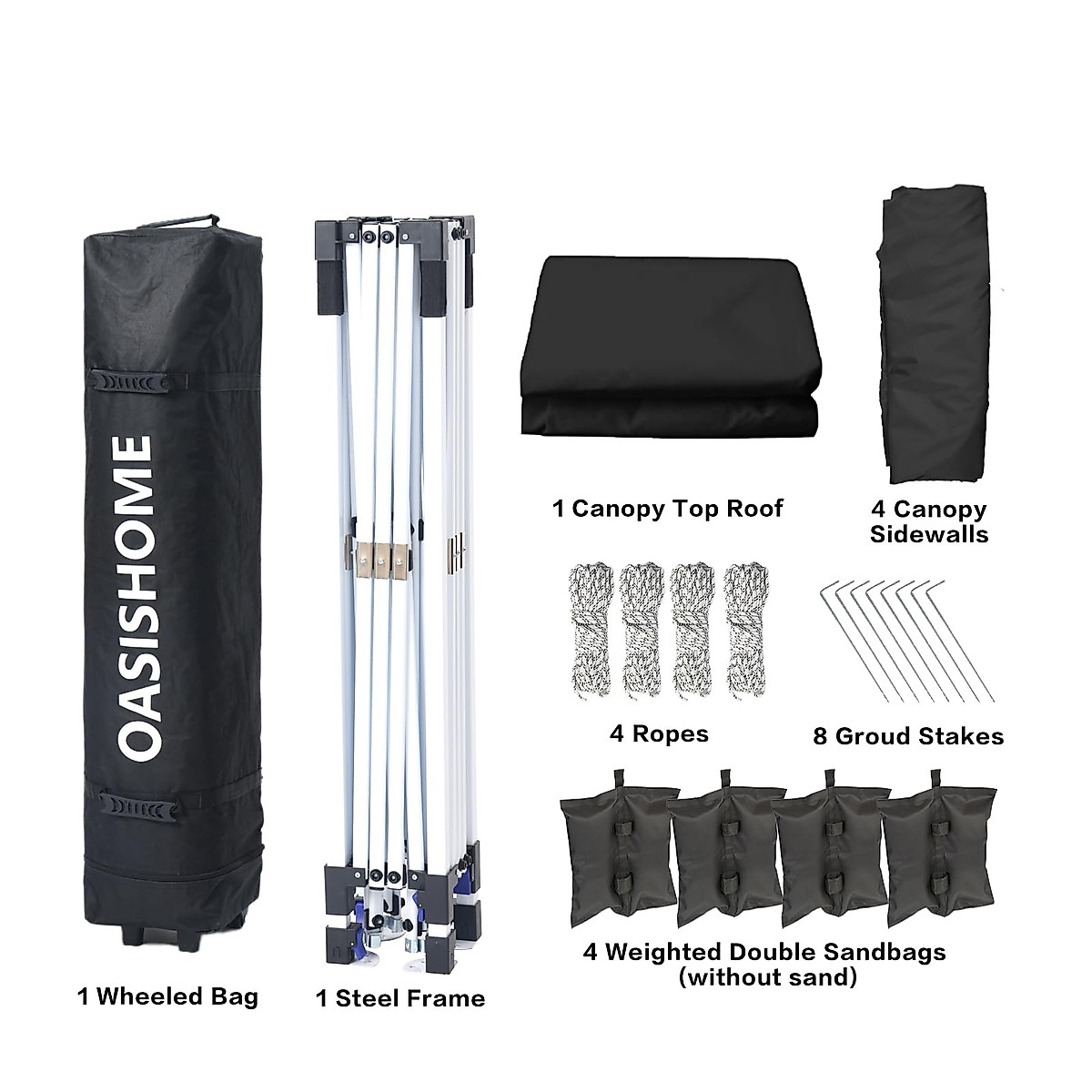 OASISHOME Pop-up Gazebo Instant Canopy Tent 10'x10', with 4 Sidewalls, Windows, Wheeled Bag, for Patio/Outdoor/Wedding Parties and Events (10FTx10FT, Khaki)