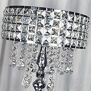 beaysyty Modern K9 Clear Glass Crystals Floor Lamp with 3 LED Bulbs, On/Off Foot Switch, Crystal & Glass 3-Lights Standing Light, Reading Corner Lamp for Office Cafe , Living Room Bedroom (Chrome)