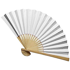 RAZZUM Decorative Folding Fans Traditional Chinese Fans Hand Held Fans Paper Bamboo Folding Fans Handheld Folded Fan for Church Wedding Hand Holding Fans Decor Fan