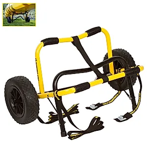 Suspenz Kayak Canoe Trailer Cart, Heavy Duty Kayak Transport Dolly with Airless Wheels, Yellow, 22-6699