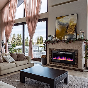 Frhlozdx 42 Inch Electric Fireplace in-Wall Recessed and Wall Mounted Fireplace,Linear Fireplace with Multicolor