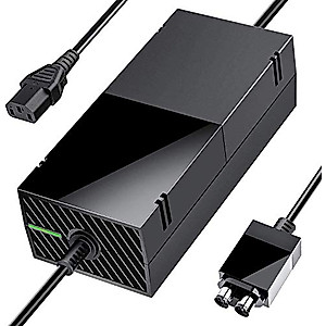 Xbox One Power Supply Brick, AC Adapter Cable Replacement Kit for Xbox One Console Games, Auto Voltage 100-240V, Black