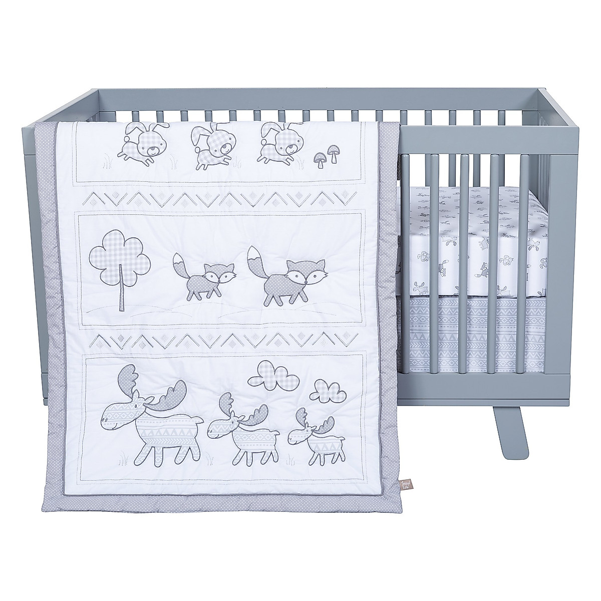Trend Lab Aztec Forest 3 Piece Crib Bedding Set, Can Be Used As A Blanket Or A Playmat for Tummy Time, Includes Quilt, Fitted Crib Sheet and Skirt