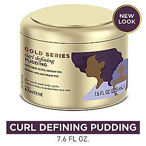 Pantene, Hair Cream Treatment, Sulfate Free Curl Defining Pudding, Pro-V Gold Series, for Natural and Curly Textured Hair, 7.6 fl oz