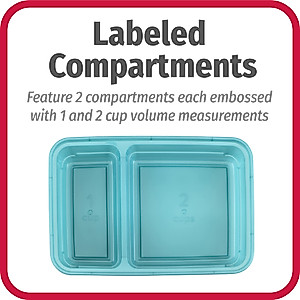 Good Cook Meal Prep, 2 Compartment BPA Free, Microwavable/Dishwasher/Freezer Safe, Teal