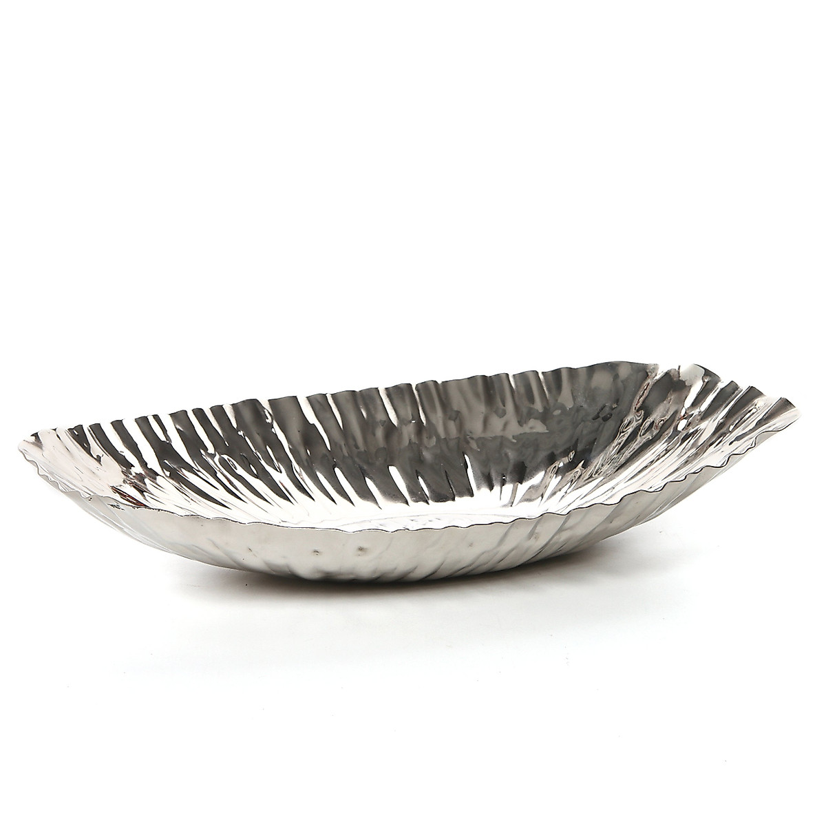 Hosley Elegance Redefined Silver Finish Decor Tray Bowl, 13.6 Inches Long Versatile and Chic Centerpiece for Serving, Floral Arrangements, and Stylish Home Decor