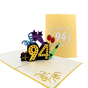 ALPHAK Happy 94th Birthday 3D Pop Up Card, Birthday 3D Greeting Card, 94th Birthday Gifts