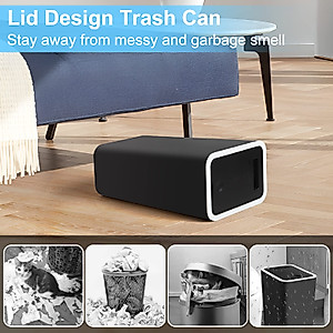 Anzoymx Bathroom Trash Cans with Lids 2 Pack Kitchen Garbage Can 4 Gallons with Pop Up Lid,Small Narrow Waste Basket Dog Proof for Bathroom Kitchen Bedroom Living Room and Office(15L,Black)