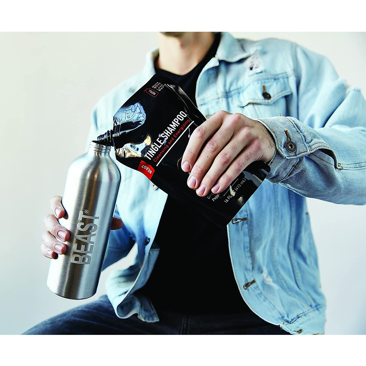 Beast Tingle Shampoo + Reusable Bottle Set, 16oz