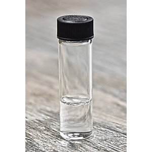 SE Glass Vials, Pack of 144 Leak-Resistant Vials, 2-3/8" x 5/8" Diameter, Clear Transparent glass, Black Plastic Screw Caps, Capacity 7 mL