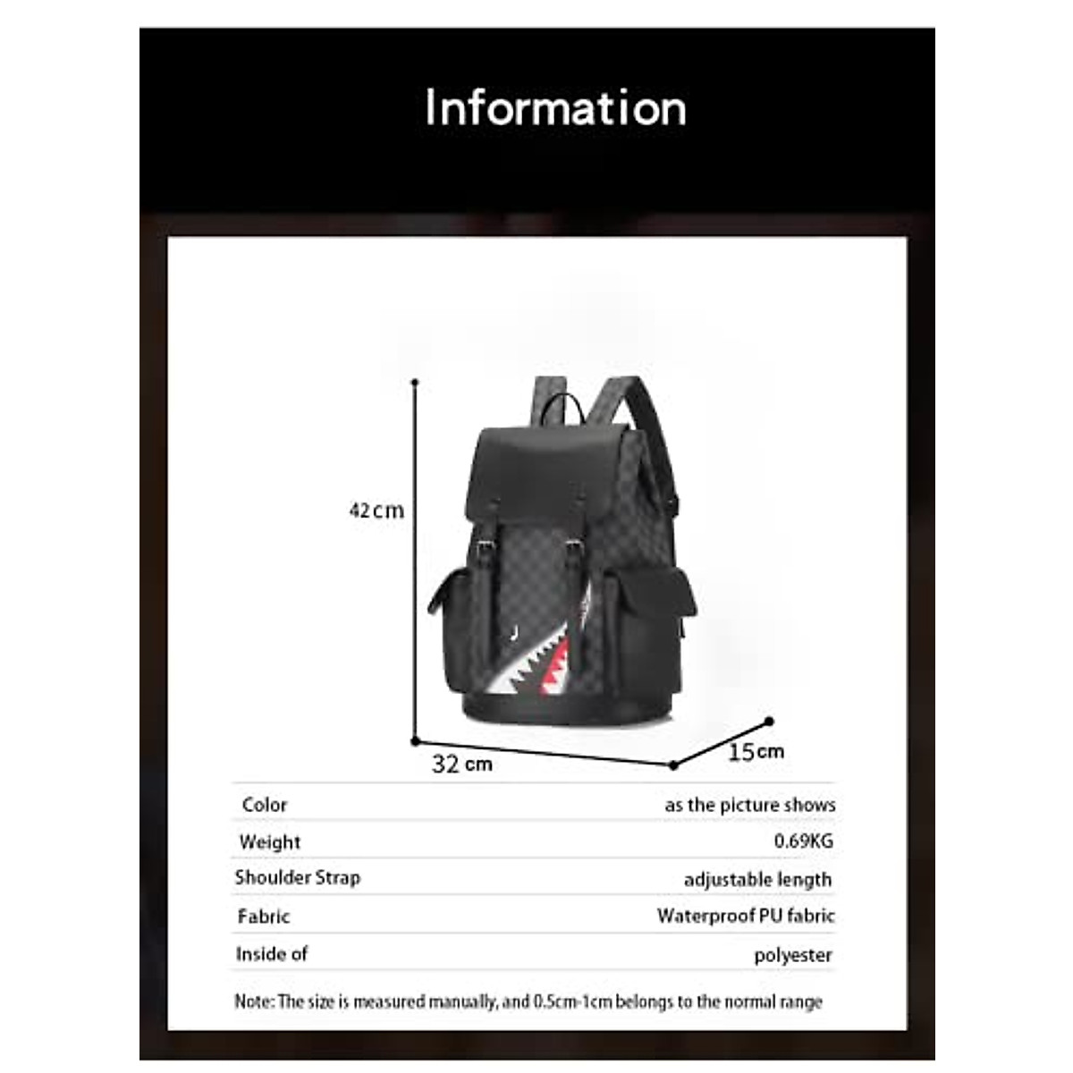 Teslawi Fashion PU leather schoolbag laptop bag leisure business travel multi-functional backpack, college schoolbag (Black)