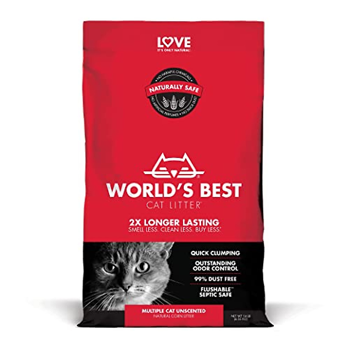 World's Best Cat Litter Cat Scoopable Multiple Cat Clumping Formula, 14-Pound Bag