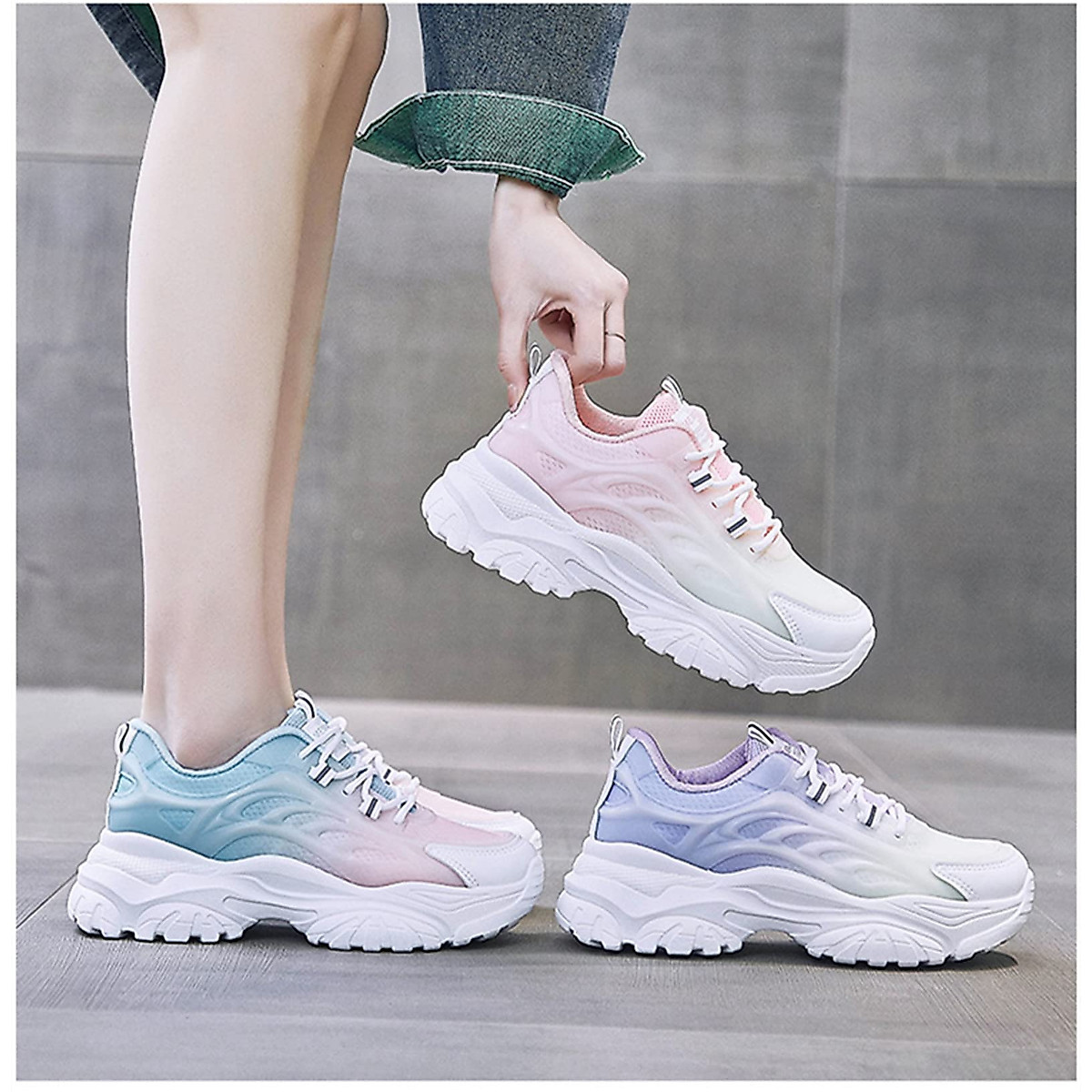 FOFJR Womens Walking Shoes Non Slip Sneakers Comfortable Tennis Running Shoes Blue