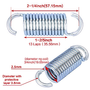 JIALIA GUPO 2-1/4inch(6Pcs) Protective Coated Replacement Furniture Tension Springs for Recliner Sofa Bed, Metallic, (TH-2-!/4(2.5))