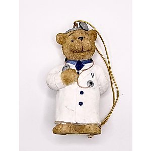 Doctor Bear Hanging Ornament with Stethoscope and White lab Coat