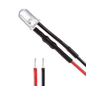 uxcell 10Pcs 5mm Pre Wired LED, White DC3-6V Clear Lens, Light Emitting Diodes